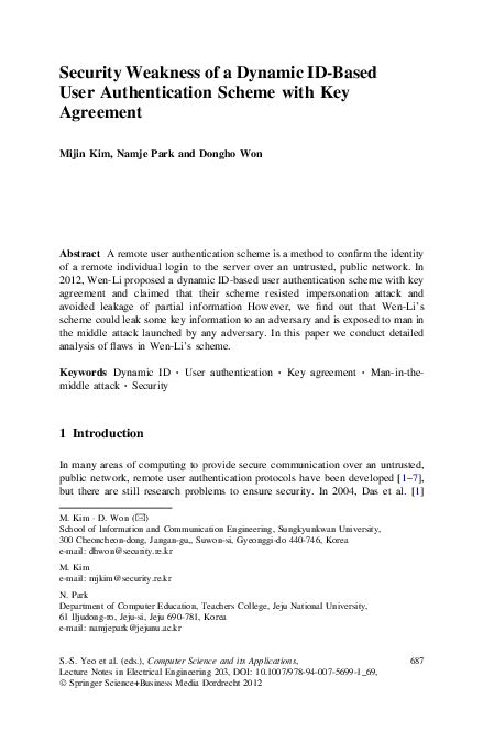 Security Weakness Of A Dynamic Id Based User Authentication Scheme With Key Agreement