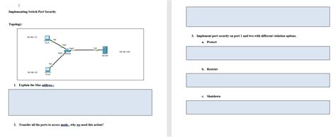 Solved Implementing Switch Port Security Topology Chegg