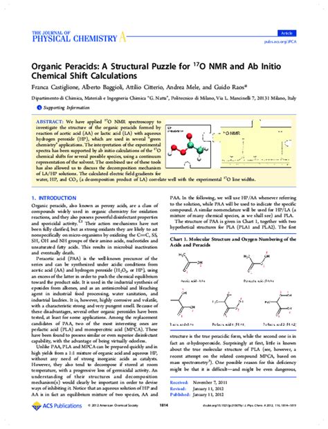 Pdf Organic Peracids A Structural Puzzle For 17o Nmr And Ab Initio Chemical Shift Calculations