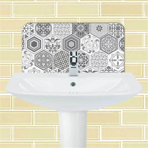 Jaf Graphics Grey Patterned Tile Basin Splashback