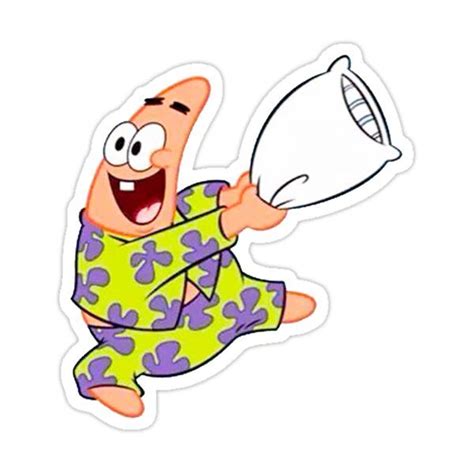 Patrick Star Pillow Sticker Sticker By Xsophieislostx Weird Stickers Spongebob Cartoon