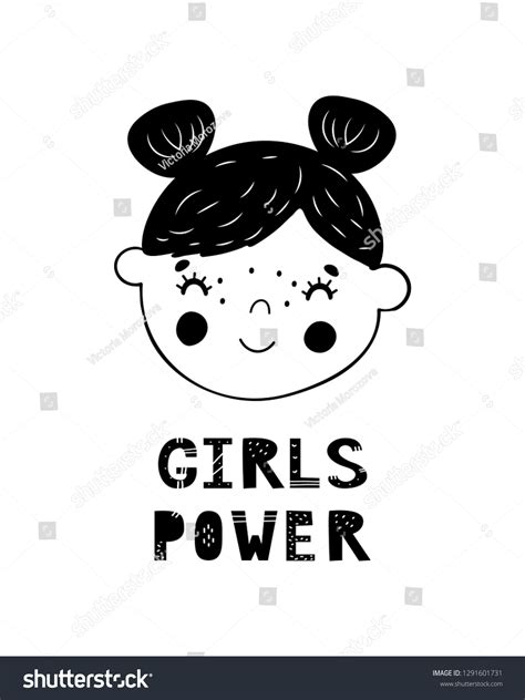 Face Girl Clipart Black White Art Stock Vector Royalty Free 1291601731 Shutterstock