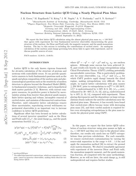 Pdf Nucleon Structure From Lattice Qcd Using A Nearly Physical Pion Mass