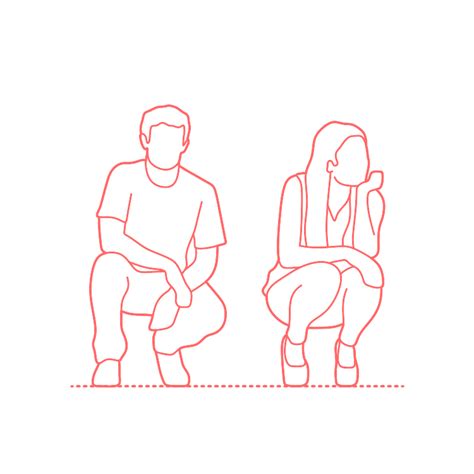 People Crouching Combination Dimensions And Drawings Dimensionsguide