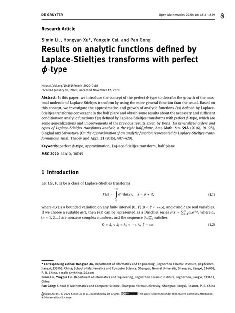 Pdf Results On Analytic Functions Defined By Laplace Stieltjes