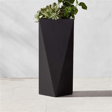 Angular Faceted Black Cement Indooroutdoor Medium Planter 26