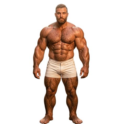 Hairy Muscular Man In Leather Shorts Fantasy Conc Ai Art
