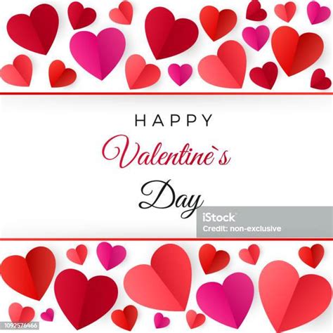 화려한 붉은 종이 마음 해피 발렌타인 데이 인사말 카드 벡터 일러스트 레이 션 흰색 절연 2월에 대한 스톡 벡터 아트 및 기타 이미지 2월 개념 개념과 주제 Istock