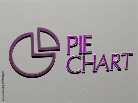 Pie Chart Icon And Text On The Wall D Illustration For Background And Cake Stock Illustration