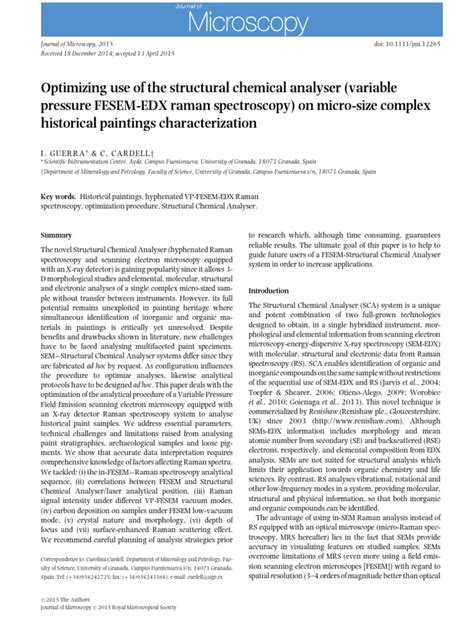 Optimizing Use Of The Structural Chemical Analyser Variable Pressure Fesem Edx Raman