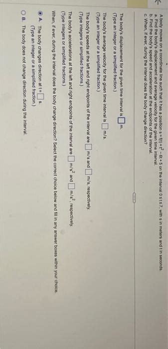 Solved A Body Moves On A Coordinate Line Such That It Has A