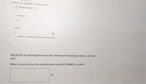 solved public int mystery2 string word f if