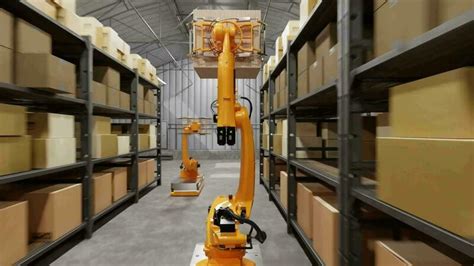 Warehouse Automatic Robots Loading And Unloading Of Boxes And Goods