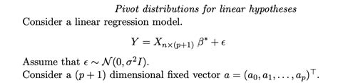 Pivot Distributions For Linear Hypotheses Consider A Chegg Com