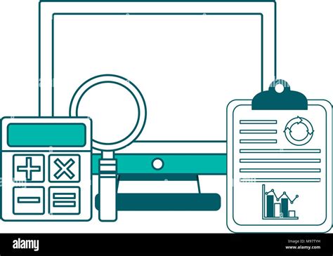 Computer Clipboard Calculator Analysis Statistic Graph Stock Vector