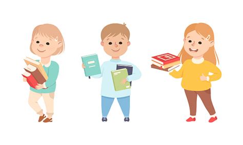 독서 벡터 세트를 즐기는 책의 더미와 함께 서 있는 어린 소년과 소녀 귀여운에 대한 스톡 벡터 아트 및 기타 이미지 귀여운 문화 벡터 Istock