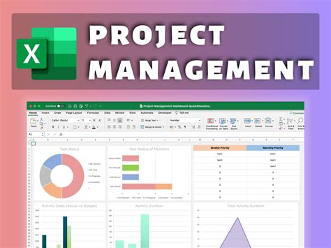 Project Management Dashboard Excel Template Automatic Dashboard Timeline Kanban Board