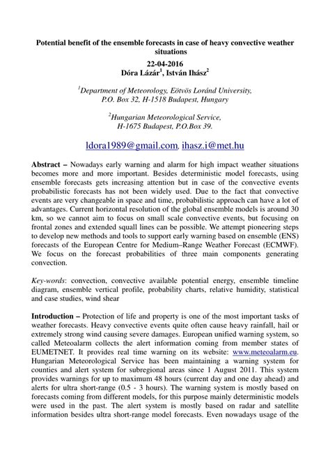 Pdf Application Of New Methods Based On Ecmwf Ensemble Model For Predicting Severe Convective