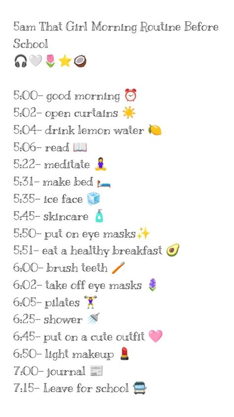 5am That Girl School Morning Routine School Morning Routine Morning