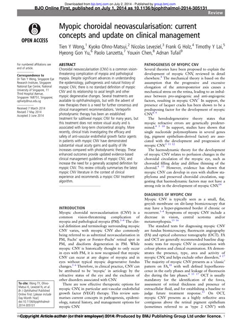 Pdf Myopic Choroidal Neovascularisation Current Concepts And Update On Clinical Management