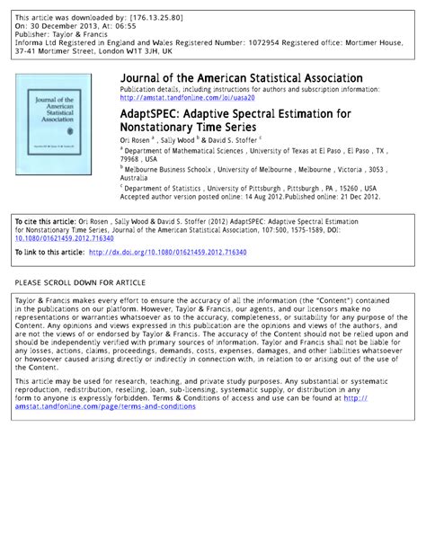 Pdf Adaptspec Adaptive Spectral Estimation For Nonstationary Time Series