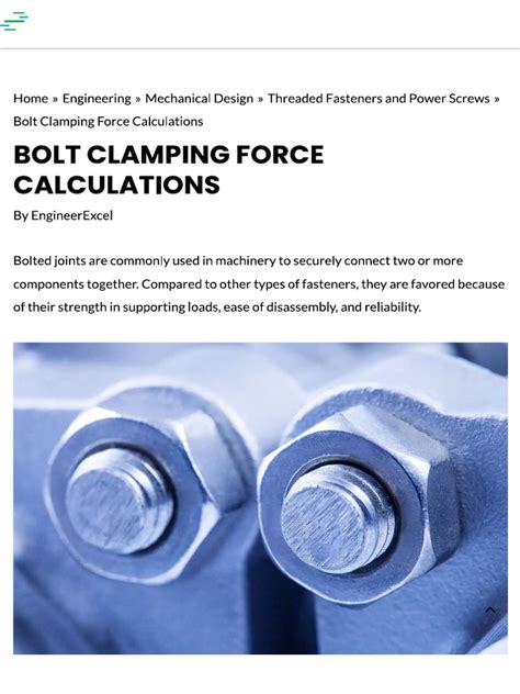 Bolt Clamping Force Claculations Pdf