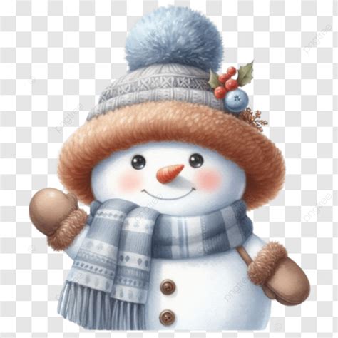 모자와 스카프를 두른 만화 눈사람 명랑한 축제 겨울 테마 이미지에 딱 맞습니다 모자와 스카프를 쓴 만화 눈사람 명랑하고 축제적인 겨울 테마의 이미지와 클립아트에 딱