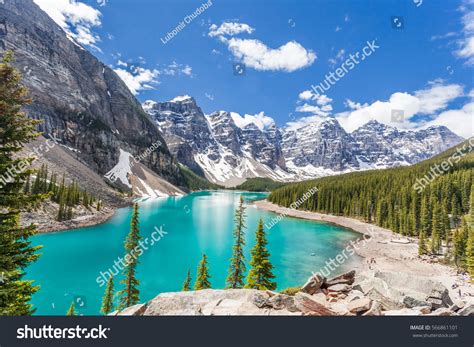캐나다 밴프 국립공원에 있는 모레인 호수 스톡 사진 566861101 Shutterstock