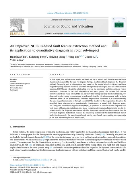 Pdf An Improved Nofrfs Based Fault Feature Extraction Method And Its Application To