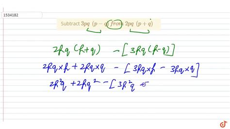 Subtract 3p Q P Q From 2p Q P Q YouTube