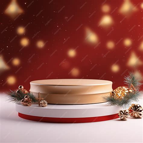 Premium Photo Podium Product In Christmass Theme With Copy Space