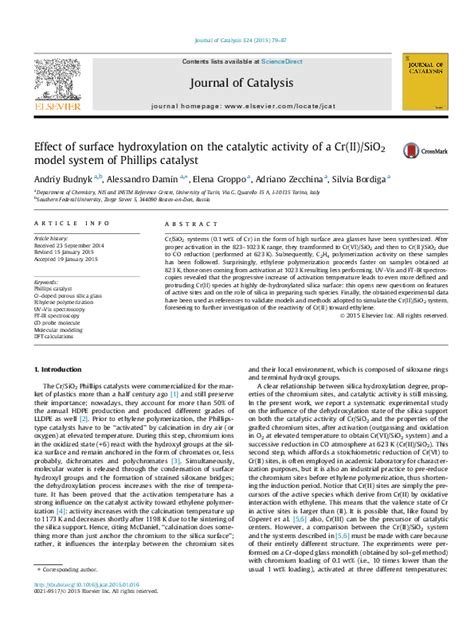 Pdf Surface Hydroxylation Effects On Crsio2 Catalyst
