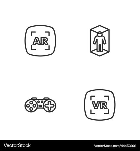 Set Line Virtual Reality Gamepad Augmented Ar Vector Image