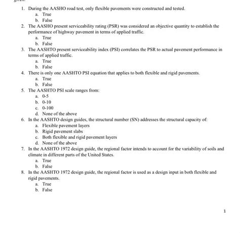 Solved 1 During The Aasho Road Test Only Flexible