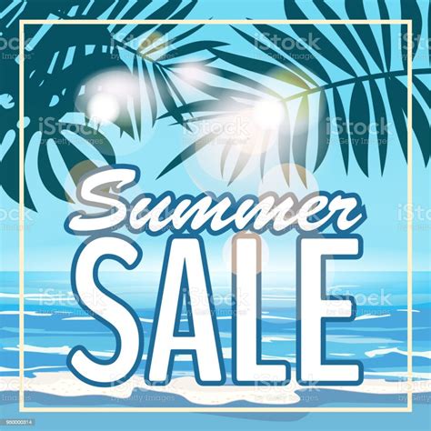 판매 여름 배너 포스터 열 대와 잎 정글 리프 바다 열 대 여름 배경입니다 벡터 일러스트 레이 션 Eps10 0명에 대한 스톡 벡터 아트 및 기타 이미지 Istock