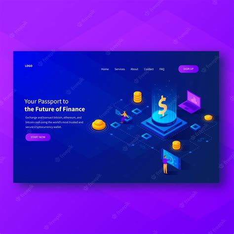 Premium Vector Blockchain Header Landing Page