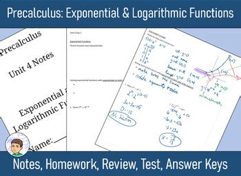 Precalculus Unit Exponential Log Functions Notes HW Rev Test Answers