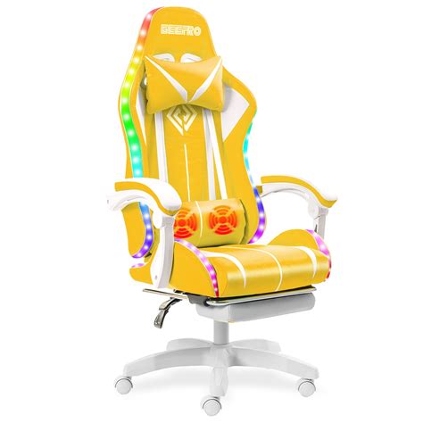 Buy Geepro Gaming Chair Massage With Led Rgb Lights And Footrest