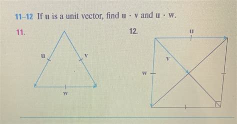 Solved If U Is A Unit Vector Find U V And U W Chegg Com