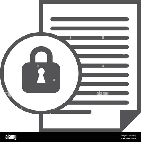 Locked Document Icon Privacy Protection Linear Symbol Stock Vector