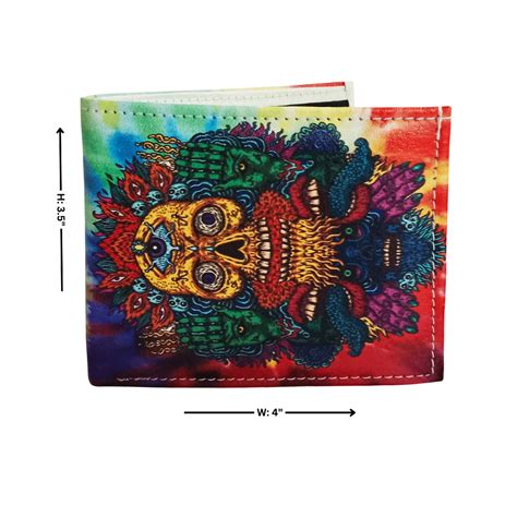 Tie Dye Skull Vegan Leather Bifold Wallet With Matching T Box Vl685 Leather Impressions