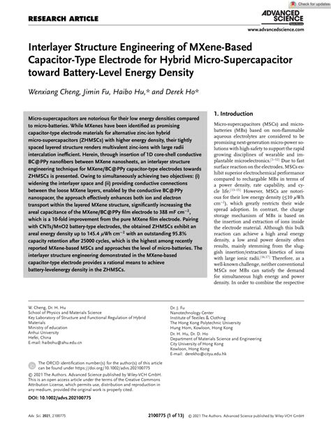 Pdf Interlayer Structure Engineering Of Mxene‐based Capacitor‐type