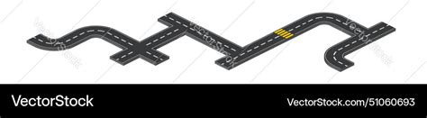 Isometric Asphalt Road With Intersections Vector Image