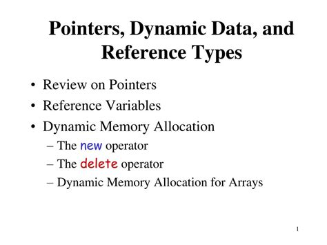 Ppt Pointers Dynamic Data And Reference Types Powerpoint