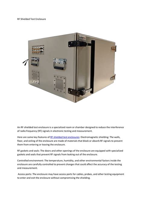 Ppt Rf Shielded Test Enclosure Powerpoint Presentation Free Download