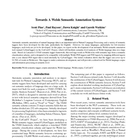 Towards A Welsh Semantic Annotation System Acl Anthology