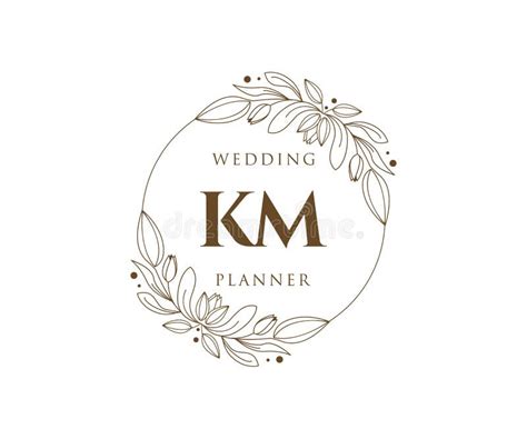 Km Initials Letter Wedding Monogram Logos Collection Hand Drawn Modern