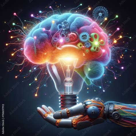 Light Bulb Is Shaped Like Human Brain Mind With A Robotic Hand Computational Neuroscience
