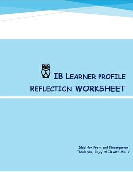 IB Learner Profile Reflection Worksheet By Cassia V TPT