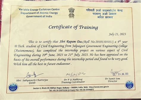 rupam das on linkedin vecc dae internship